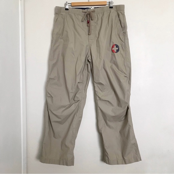 Plugg | Pants | Vintage Plugg Track Pants Khaki Cotton Cross Logo Baggy ...